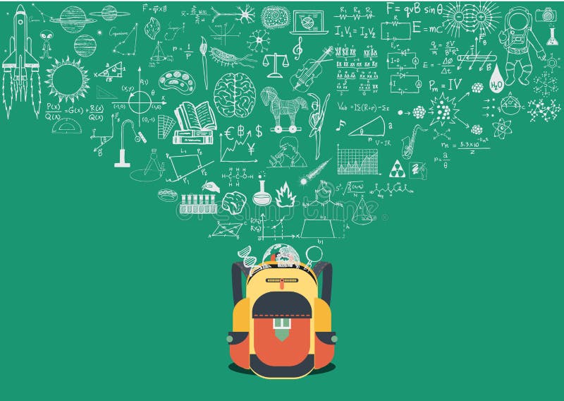 Knowledge Doodle Flowing into School Back. Back To School Concept ...