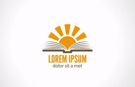 Knowledge E-reading Library Concept. Logo Sun Over Stock Vector ...