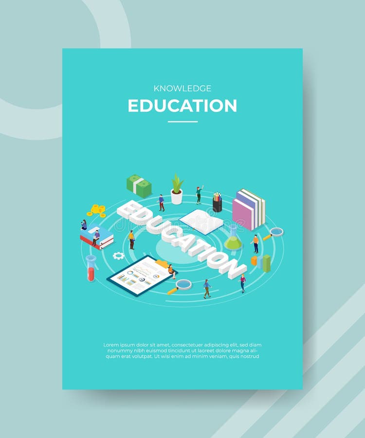 Knowledge Education People Standing Around Chart Board Stack Book ...