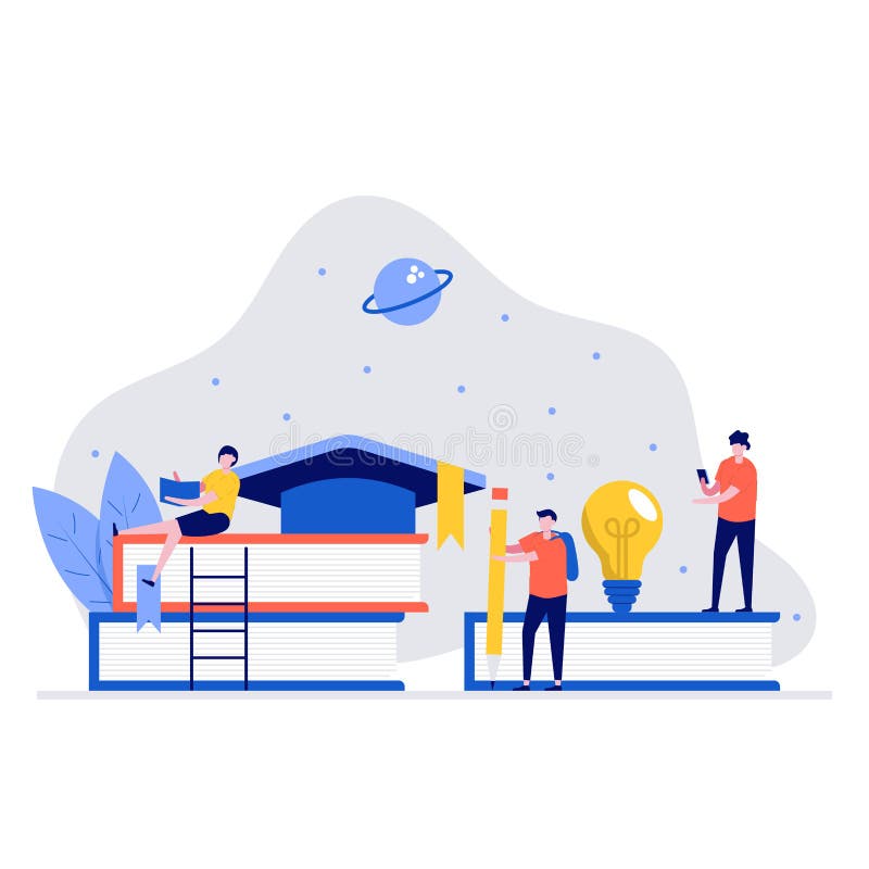 Knowledge and Education Vector Illustration Concept with Characters ...