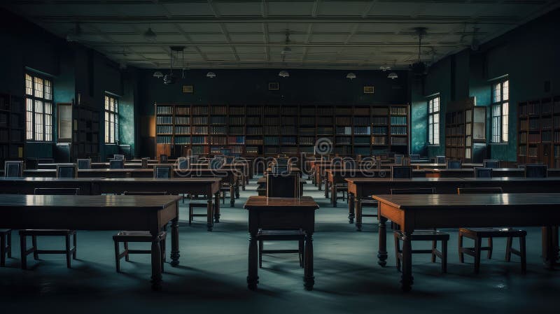 Knowledge empty desks stock illustration. Illustration of rows - 372963662