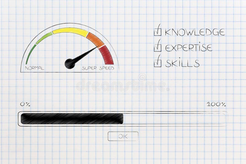 Knowledge Expertise and Skills Progress Bar Loading and Caption Stock ...