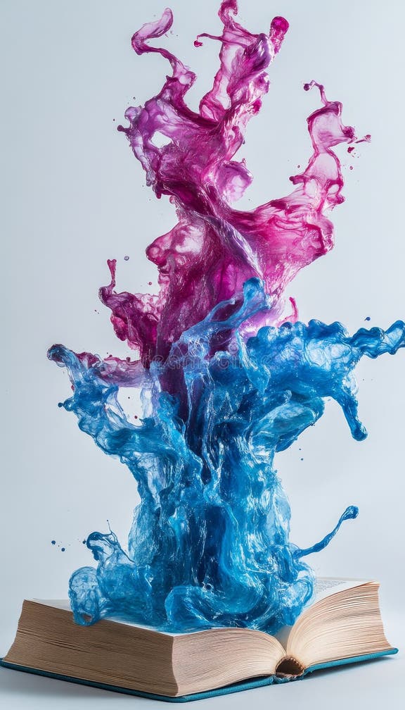 Knowledge Explosion Vibrant Paint Bursts from Open Book, Isolated on ...