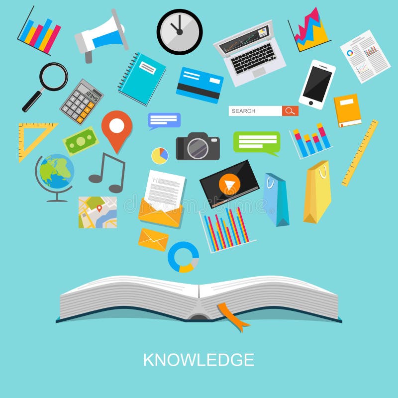 Knowledge Flat Design Illustration Concept. Stock Vector - Illustration ...