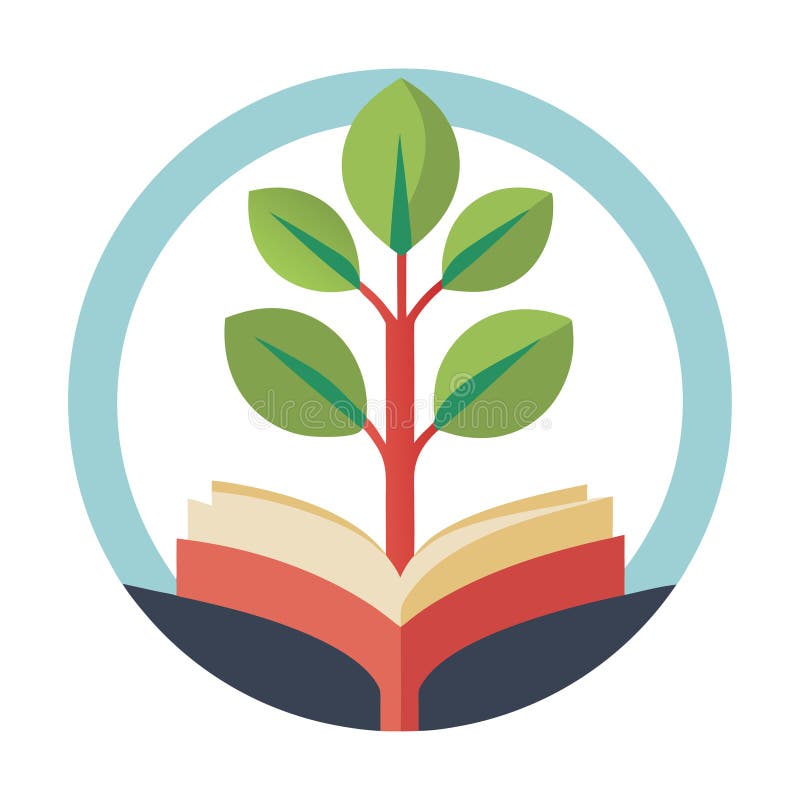 Knowledge Growing: Open Book with Plant Icon in a Modern Style Stock ...