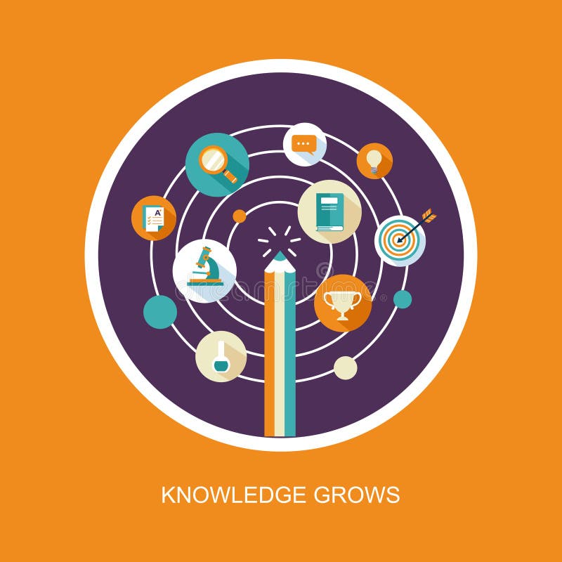 Knowledge Grows Concept in Falt Design Stock Vector - Illustration of ...