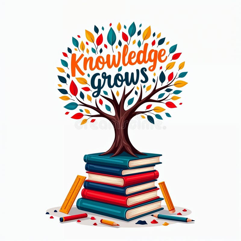 Knowledge Grows T-Shirt Design Stock Illustration - Illustration of ...