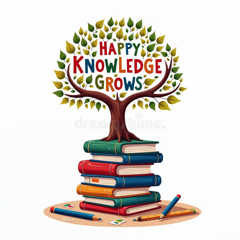Knowledge Grows T-Shirt Design Stock Illustration - Illustration of ...