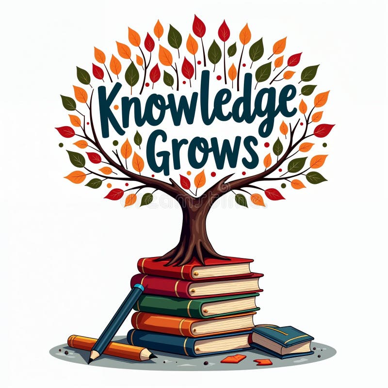 Knowledge Grows T-Shirt Design Stock Illustration - Illustration of ...