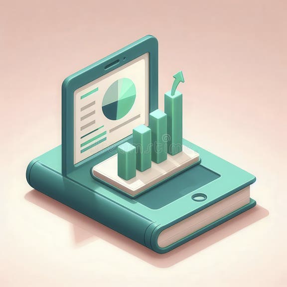 Knowledge and Growth Concept with 3D Bar Graph on Book Illustration ...