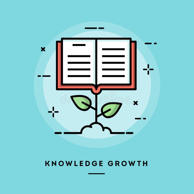 Knowledge Growth, Flat Design Thin Line Banner Stock Illustration ...