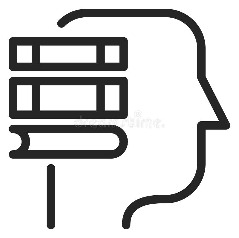 Knowledge Icon. Human Head with Book Stack Inside Stock Vector ...