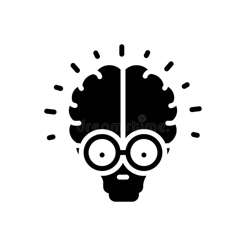 Black Solid Icon for Knowledge, Knowing and Brain Stock Illustration ...