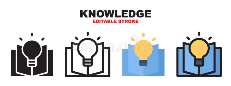 Knowledge Icon Set with Different Styles. Editable Stroke and Pixel ...