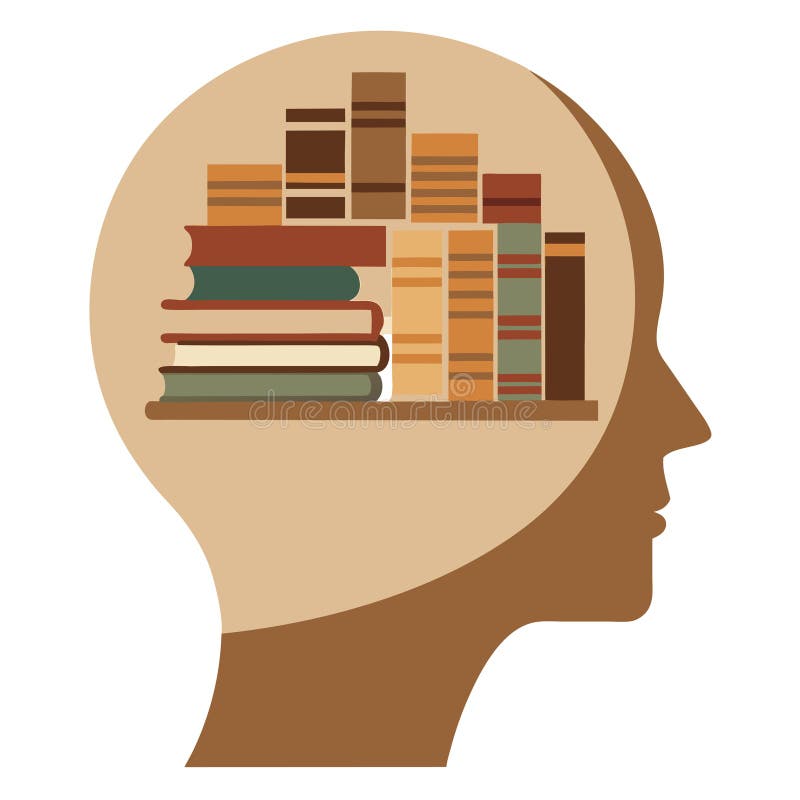 Knowledge Inside: Books in a Human Head Concept Illustration Stock ...