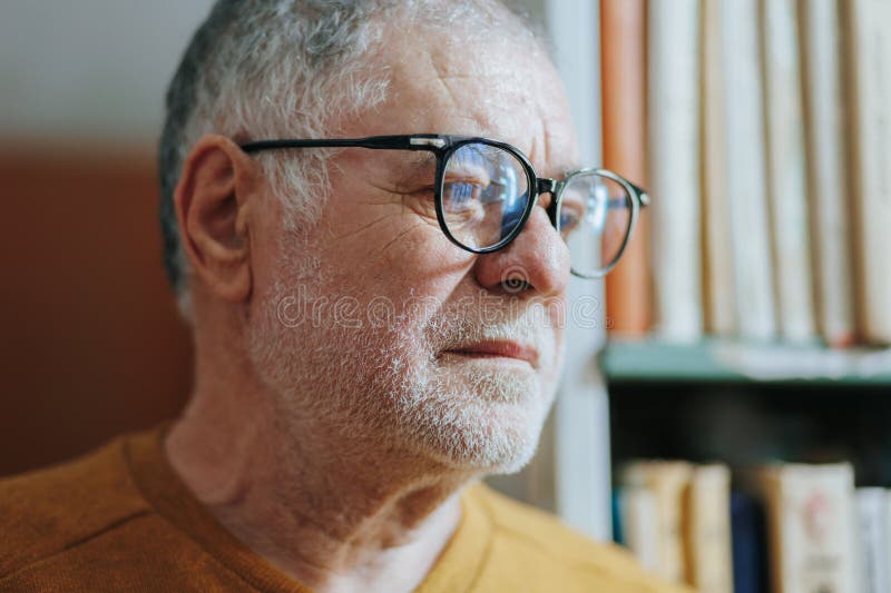 Knowledge Keeper Front View of Senior Man in Library Stock Photo ...