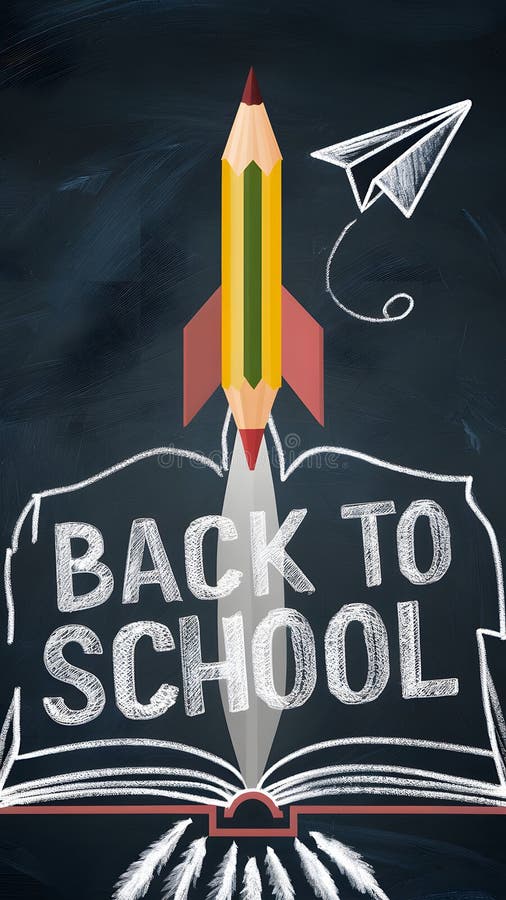 Knowledge Launch Pencil Rocket from Open Book, Back To School on ...