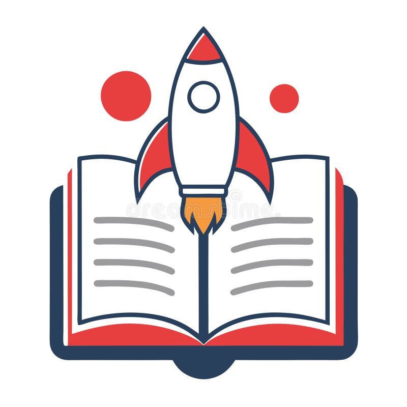 Knowledge Launch: Rocket Ship Taking Off from Open Book, Education ...