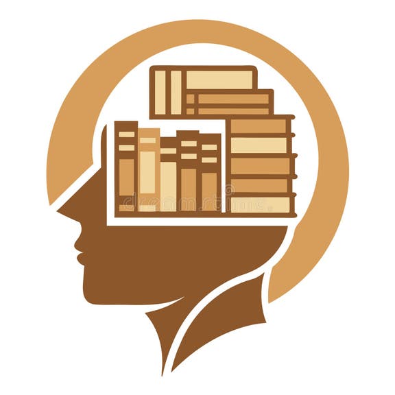 Knowledge and Learning: Head Profile with Book Stack for Education ...