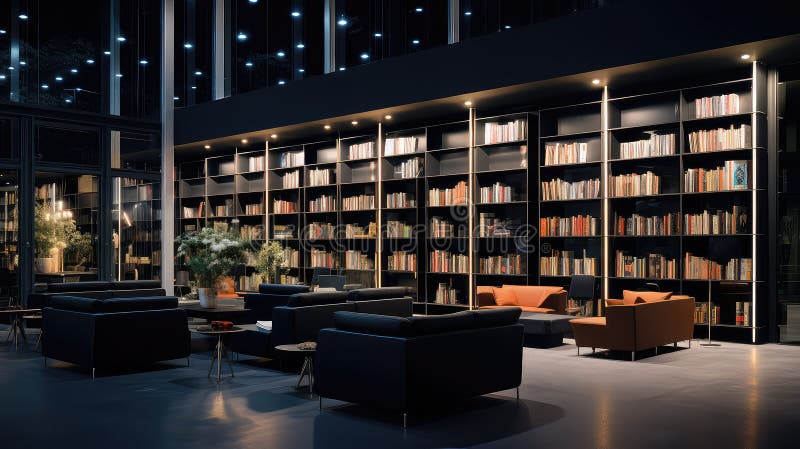 Knowledge library dark stock illustration. Illustration of internet ...