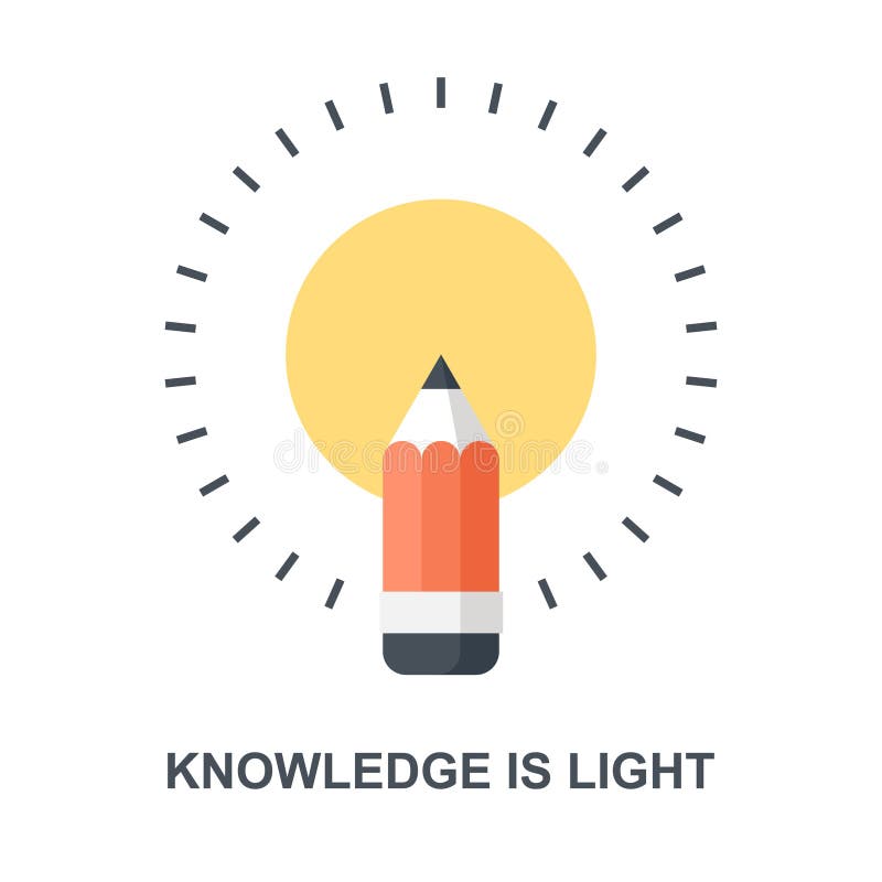 Knowledge is Light Flat Icon Design Concept Stock Vector - Illustration ...