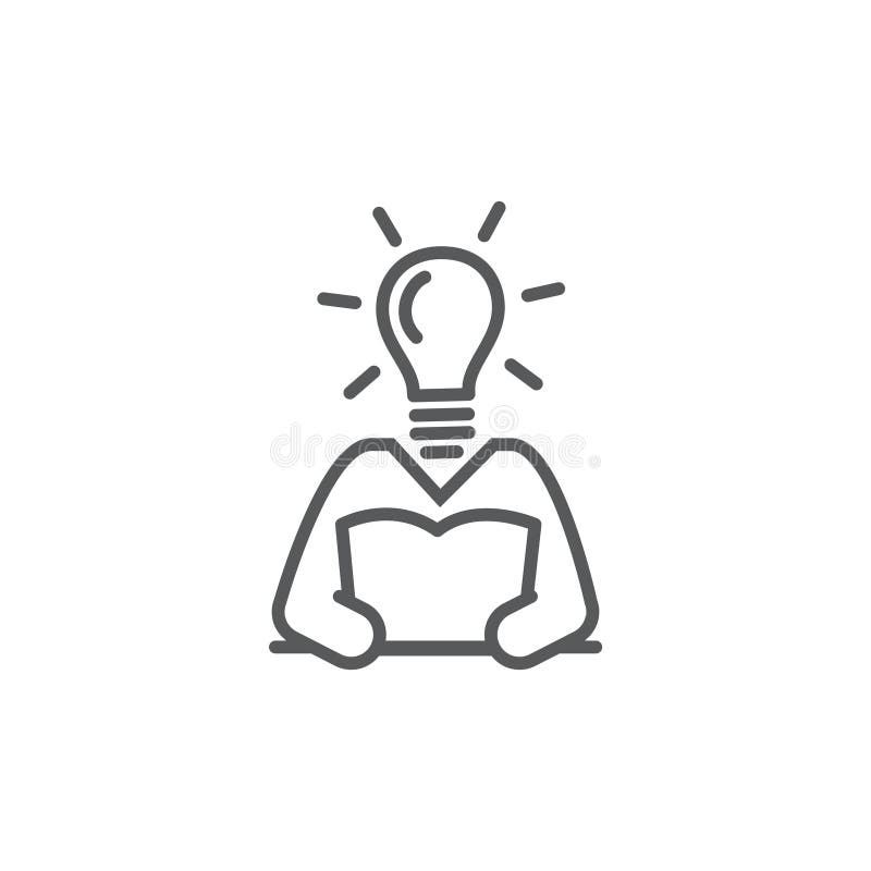 Knowledge Line Icon. Brain and Apple Vector Illustration Isolated on ...