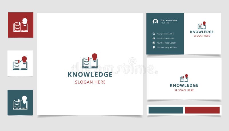 Knowledge Logo Design with Editable Slogan. Branding Book and Business ...