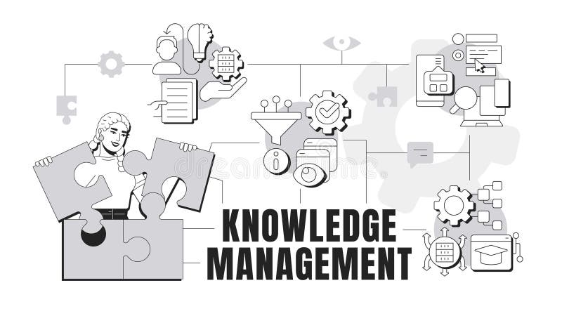 Knowledge Management Banner Conceptual Illustration Stock Illustration ...