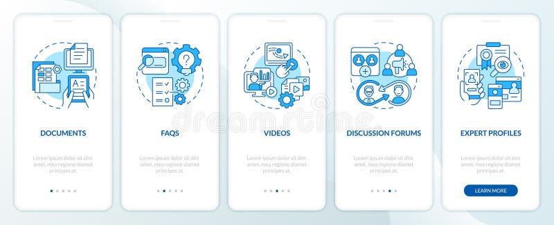 Knowledge Management with Blue Line Icons Concept Stock Vector ...