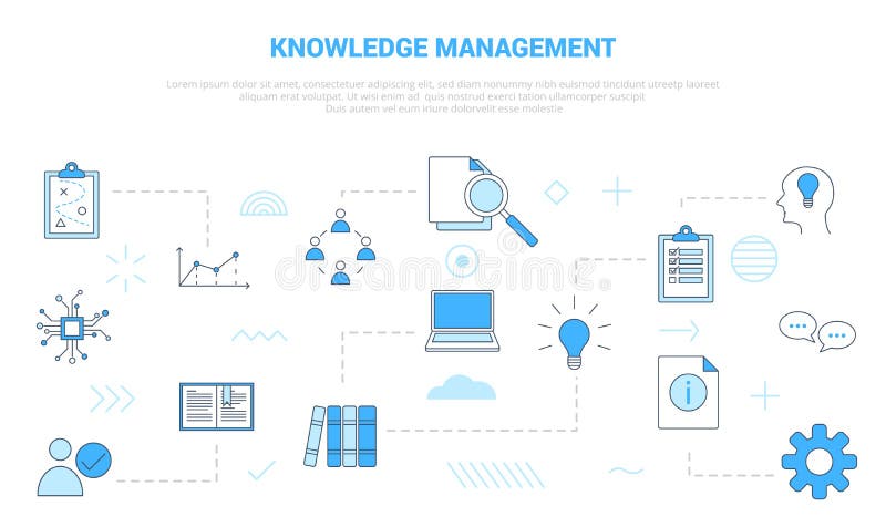 Knowledge Management Concept with Icon Set Template Banner with Modern ...