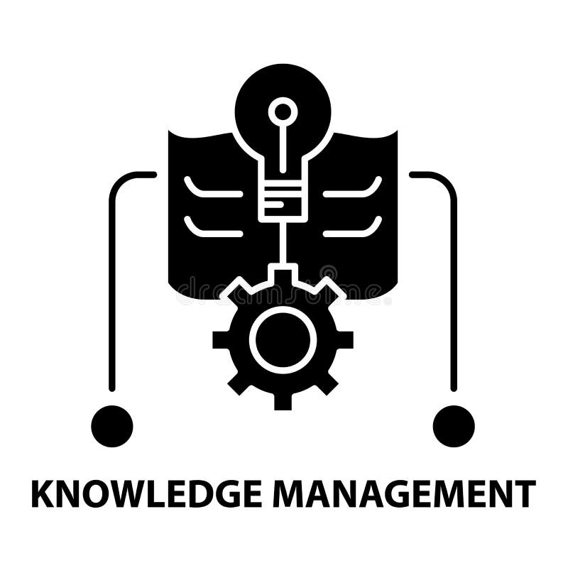 Knowledge Management Icon, Black Vector Sign with Editable Strokes ...