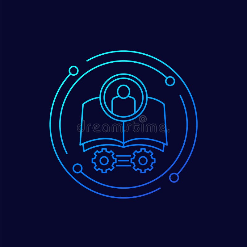 Knowledge Management Icon, Linear Design Stock Vector - Illustration of ...