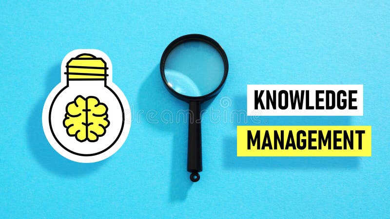 Knowledge Management is Shown Using the Text and Photo of Magnifying ...