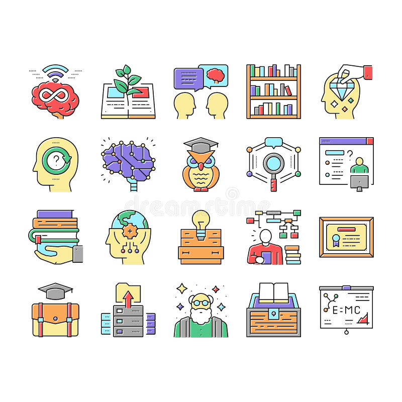 Knowledge and Mind Intelligence Icons Set Vector . Stock Vector ...