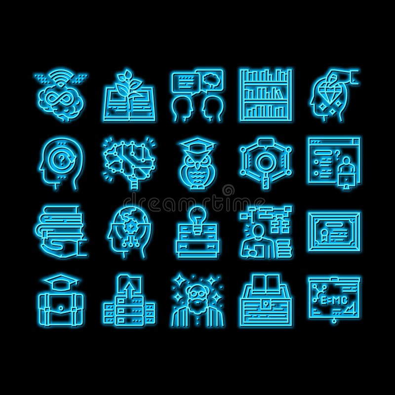 Knowledge and Mind Intelligence Neon Glow Icon Illustration Stock ...