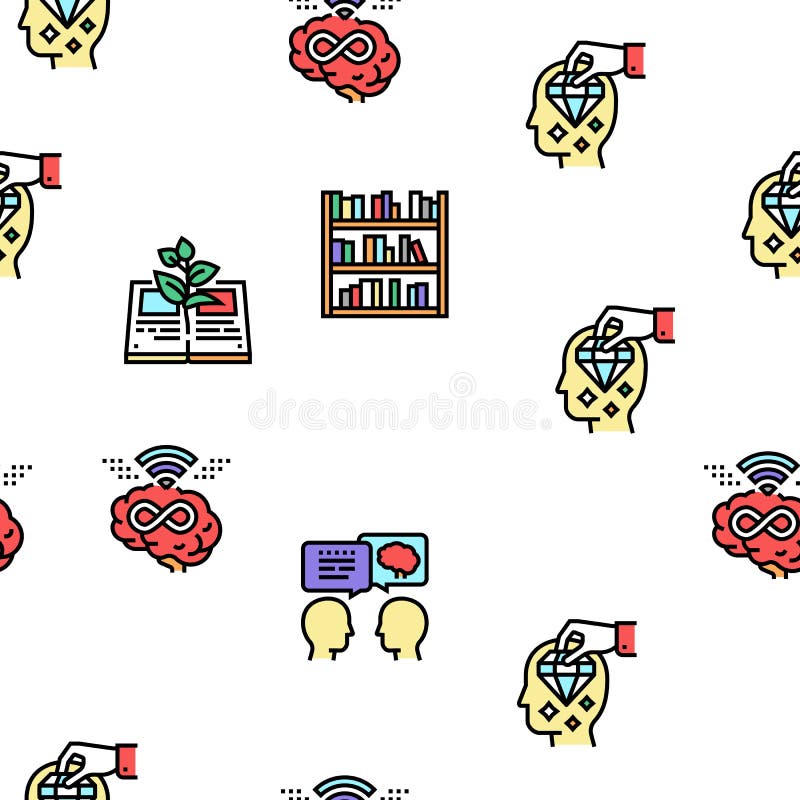 Knowledge and Mind Intelligence Vector Seamless Pattern Stock Vector ...