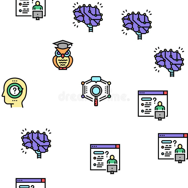 Knowledge and Mind Intelligence Vector Seamless Pattern Stock ...