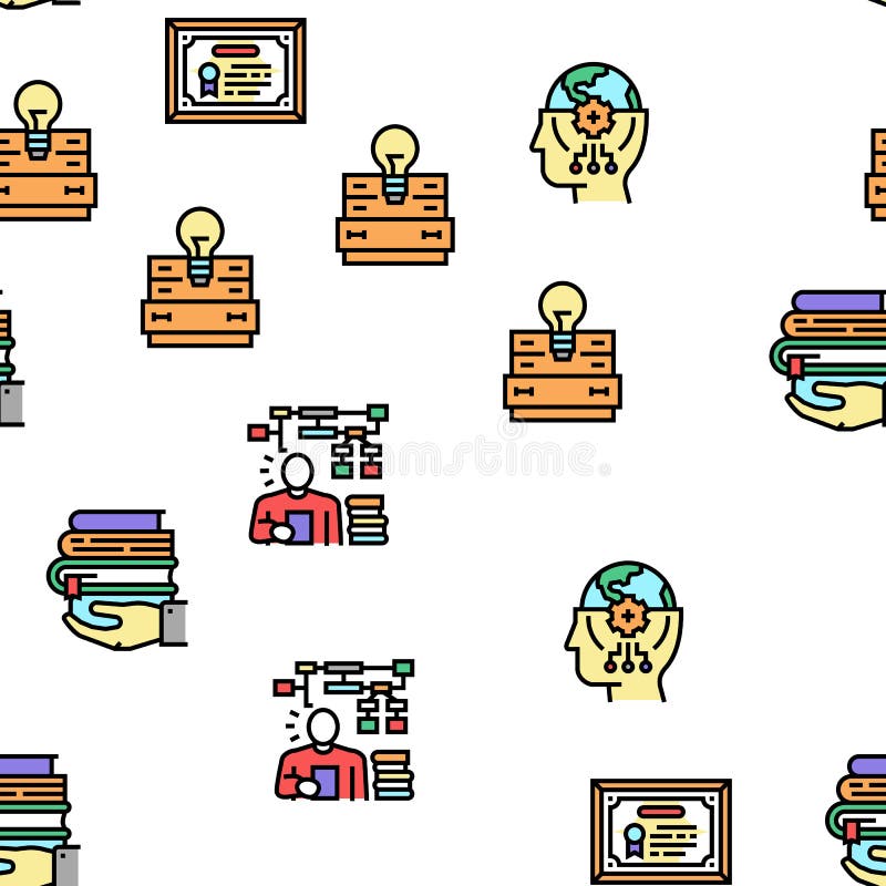 Knowledge and Mind Intelligence Vector Seamless Pattern Stock Vector ...