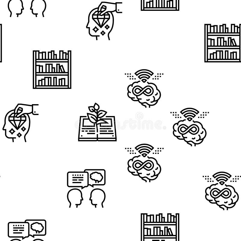 Knowledge and Mind Intelligence Vector Seamless Pattern Stock Vector ...