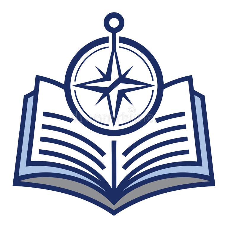 Knowledge Navigation: an Open Book with a Compass Rose Symbol Graphic ...