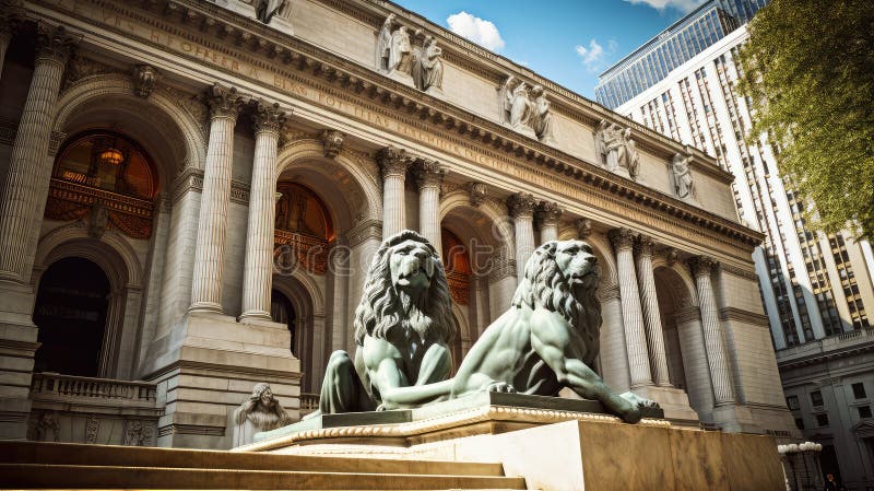 Knowledge New York City Public Library Stock Illustration - Illustration of study, archives ...