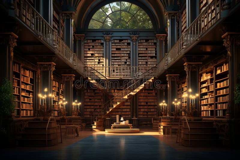 Knowledge Oasis Library Background Stock Illustration - Illustration of ...