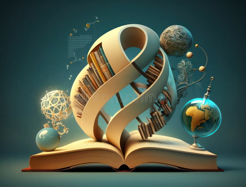 Knowledge and Objects are Raised from the Paper Book Stock Illustration ...