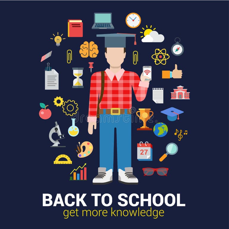 Knowledge Objects: Vector School Education Flat Infographics Stock ...