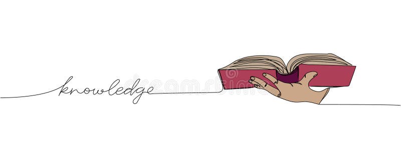 Knowledge One Line Colored Art. Continuous Line Color Drawing of Book ...