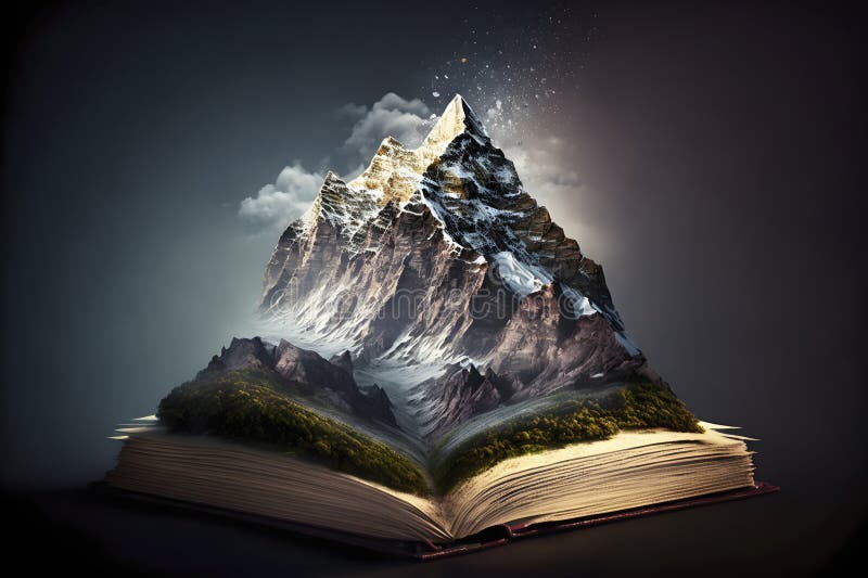 Knowledge on the Peak: a Book on a Mountain Top. Stock Illustration ...