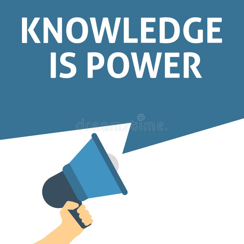 KNOWLEDGE is POWER Announcement. Hand Holding Megaphone with Speech ...