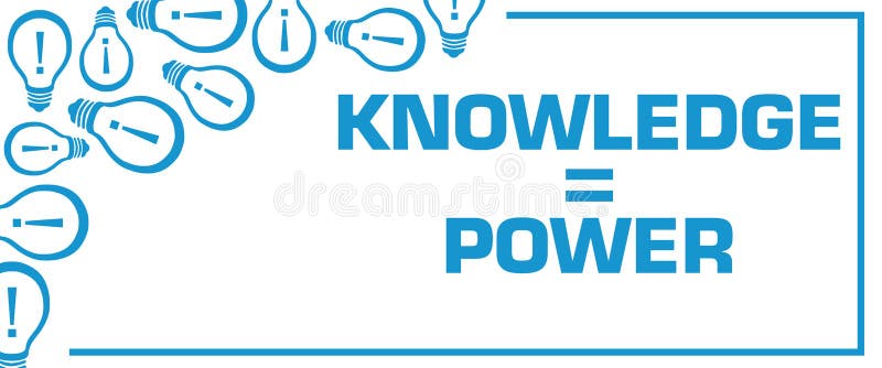 Knowledge is Power Blue Bulbs Corner Horizontal Stock Illustration ...