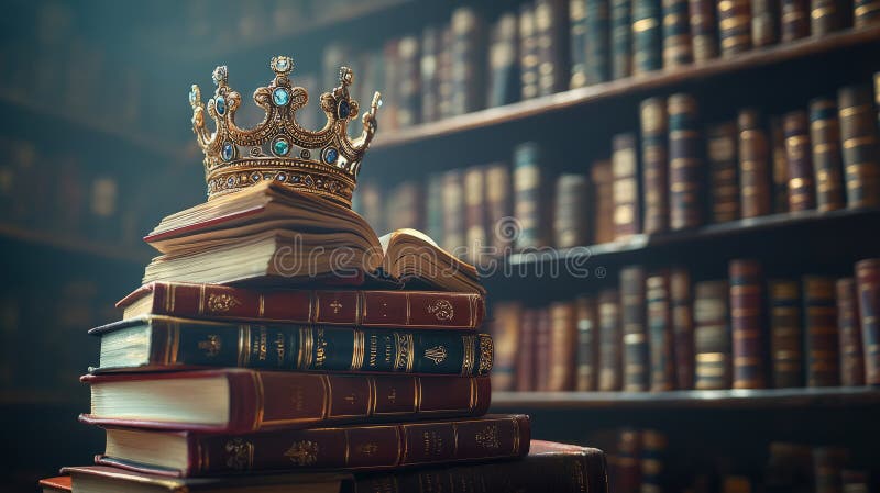 Knowledge is Power - a Stack of Books with a Crown on Top Stock Photo ...
