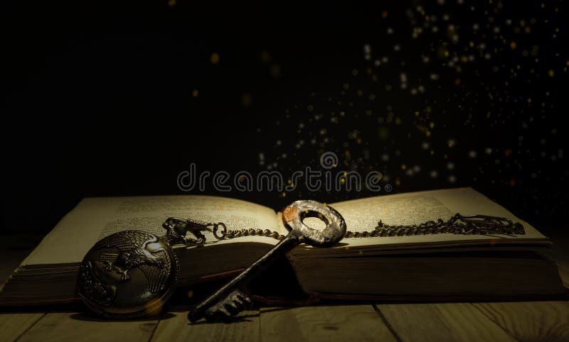 Knowledge is Power Theme with Old Key and Antique Book with Magic ...